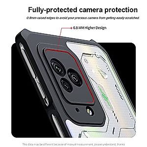 Nabefamu Xiaomi Black Shark 5 Pro Case with [1 Tempered Glass & 4 Gaming Finger Sleeves], Clear Acrylic Back Cool Design,Anti-Drop and Anti-Scratch,Camera Protection - Laser Black
