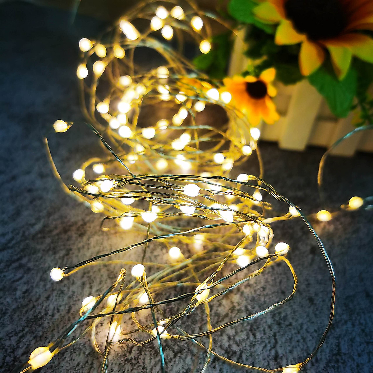 Yirunfa 2 Pack Solar String Lights, Warm White 33FT 100 LEDs Copper Wire Fairy Lights for Christmas, Bedroom, Garden, Party, Outdoor and Indoor Decoration