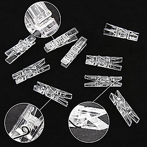 LOMIMOS Mini Clear Utility Plastic Clip,Clothespins for Paper Clothes Photo Small Card Message Sealed Bag,Pack of 100
