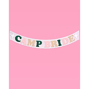 xo, Fetti Camp Bride Fringe Banner - Felt, 5 Ft. | Bachelorette Party Decoration, Camp Bride Bach, Bridesmaid Favor, Bride to Be Gift, Bridal Shower Supplies, Photobooth Backdrop