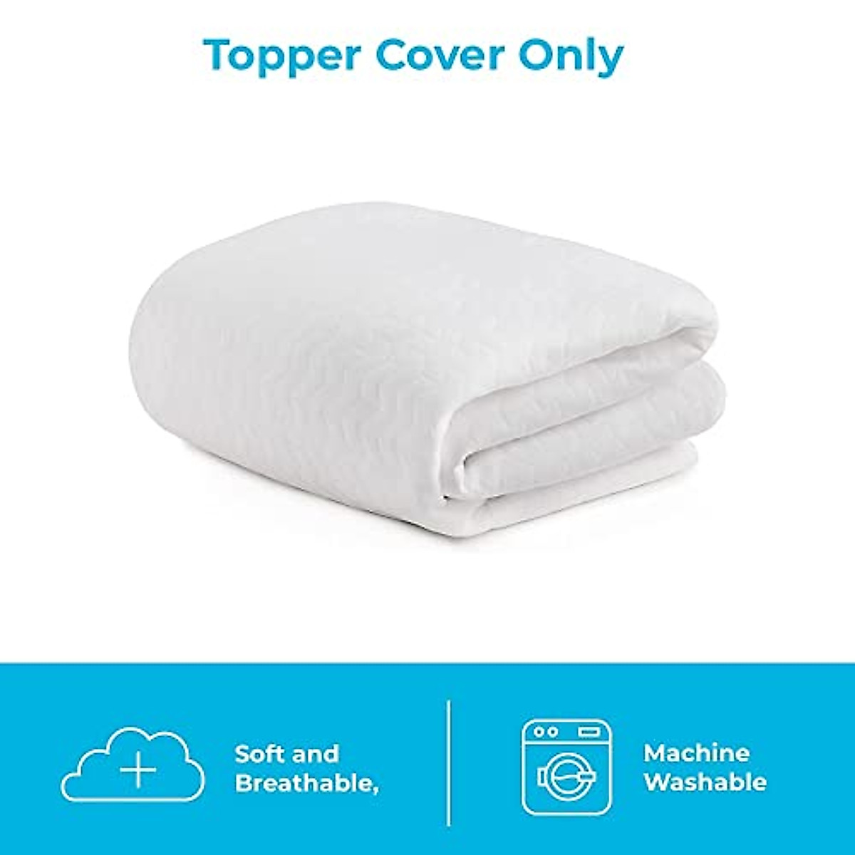Linenspa Mattress Topper Cover, Twin XL, 3 Inch, Machine Washable - Breathable - Non Slip - Cover for Mattress Topper with Zipper - Topper Cover Only