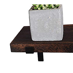 HXSWY Rustic Wood Floating Shelves for Wall Decor Farmhouse Wooden Wall Shelf for Bathroom Kitchen Bedroom Living Room Set of 4 Dark Brown