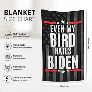 Even My Bird Hates Biden Flannel Blanket - Ultra Soft, Warm, Wrinkle-Resistant - Perfect for Home, Camping, and More!