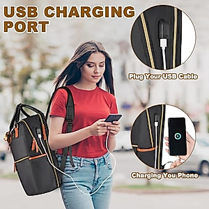 MATEIN Laptop Backpack for Women 17 Inch, Fashion Computer Backpack Purse with USB Charging Port, TSA Water Resistant Slim Teacher Bag Nurse College Daypack for Business Travel Work Gift, Black