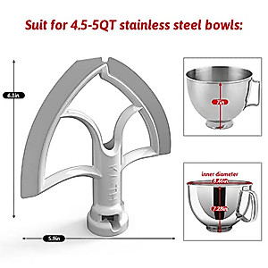 Flex Edge Beater For Kitchenaid Kitchen Aid Mixer Accessory, Kitchen Aid Attachments For Mixer, Fits Tilt-Head Stand Mixer Bowls For 4.5-5 Quart Bowls,Beater With Flexible Silicone Edges