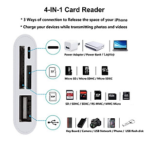 A-BST SD Card Reader Micro SD/SD Card Adapter 4 in 1 Trail Game Camera Card Viewer Reader 3.0 USB OTG Cable Compatible for iPhone/iPad Plug and Play