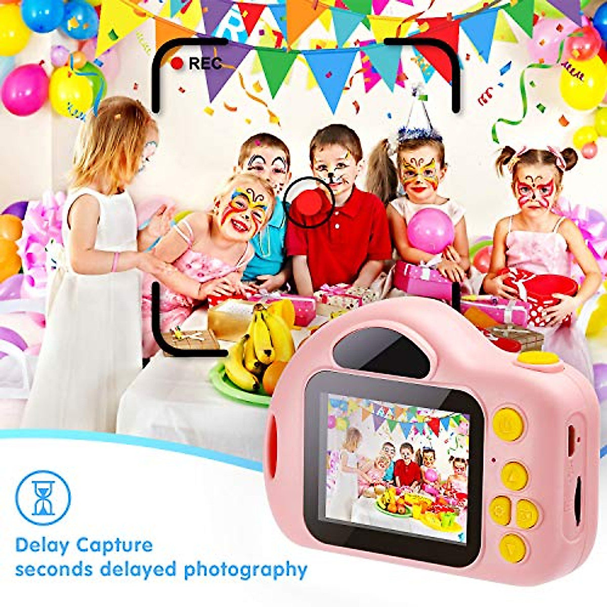 Taoist Kids Camera with 1080P 2 Inch IPS Screen ,HD Digital Video Cameras Toys for Toddler, Camera Camcorder for Children,Best Gifts for 3 4 5 6 7 8 9 10 Years Old Girls Boys with 32GB SD Card(Pink)