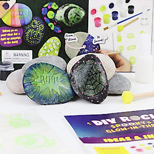 Glow In The Dark Rock Painting Kit for Kids - Arts and Crafts for Girls Boys Ages 6-12 - Art Craft Kits Paint Set - Supplies for Painting Rocks - DIY Gift Ideas, Activities Age 4 6 7 8- 12, 9-12