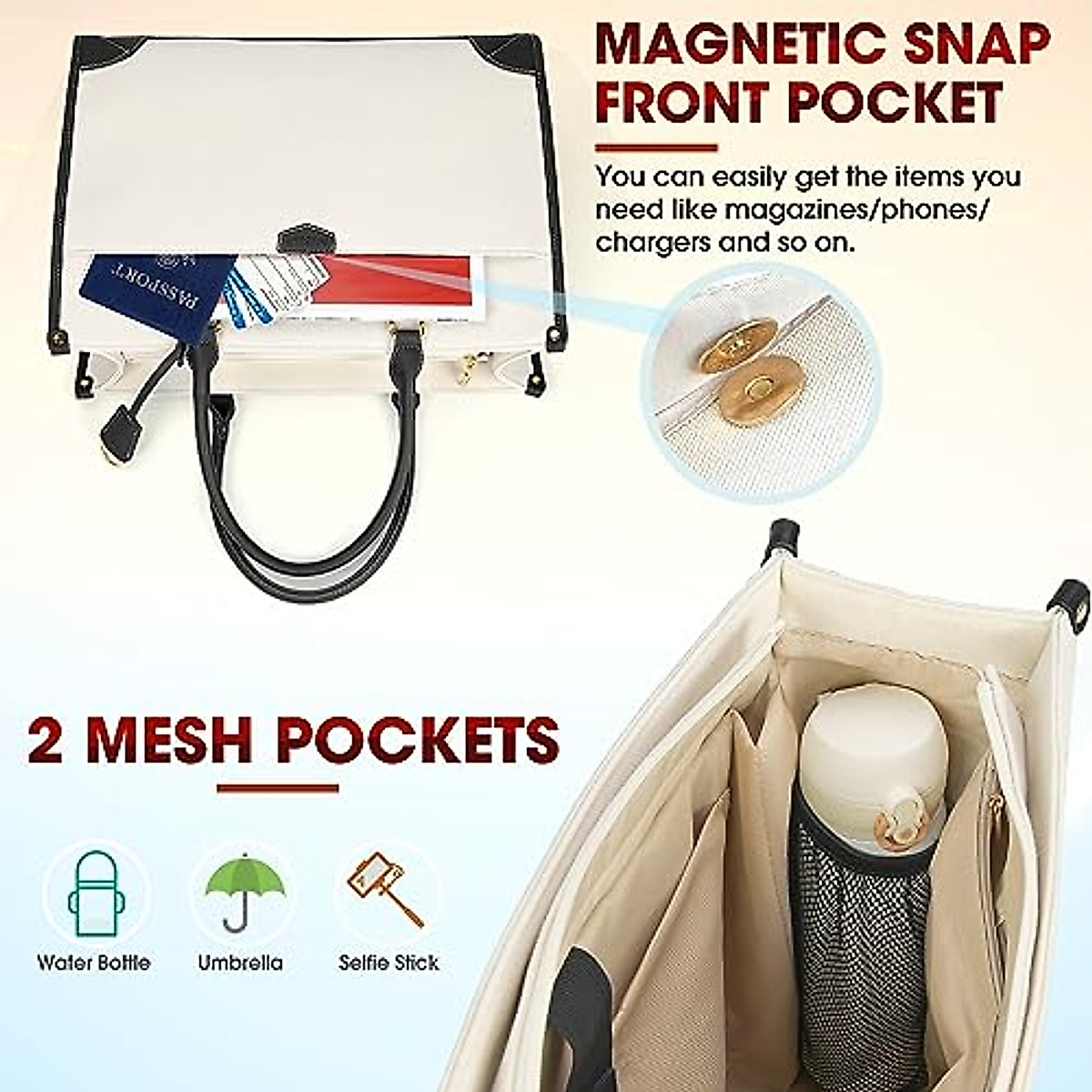 NUBILY Laptop Bag for Women 15.6 inch Lightweight Canvas Tote Waterproof Work Shoulder Bags Large Capacity Computer Professional Office Business Briefcase Casual Handbag Travel College, Black