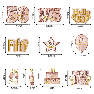 Turypaty Pink Gold 50th Birthday Decorations Hanging Swirls for Women, Rose Gold Happy 50th Birthday Vintage 1975 Foil Swirls Party Supplies, Fifty Year Old Birthday Ceiling Decor