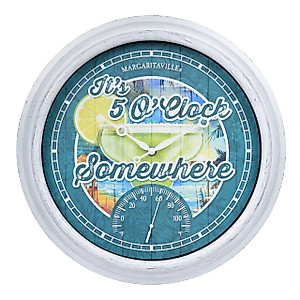 La Crosse 433-3841MV7T 15.75" Indoor/Outdoor Quartz Wall Clock w/Temp - It's 5 O'Clock Somewhere