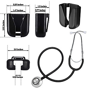 3 Pieces Stethoscope Holder Clip Waist Belt Stethoscope Holder Clip Plastic Nursing Stethoscope Holder Clip for Nurses Physicians (Black)