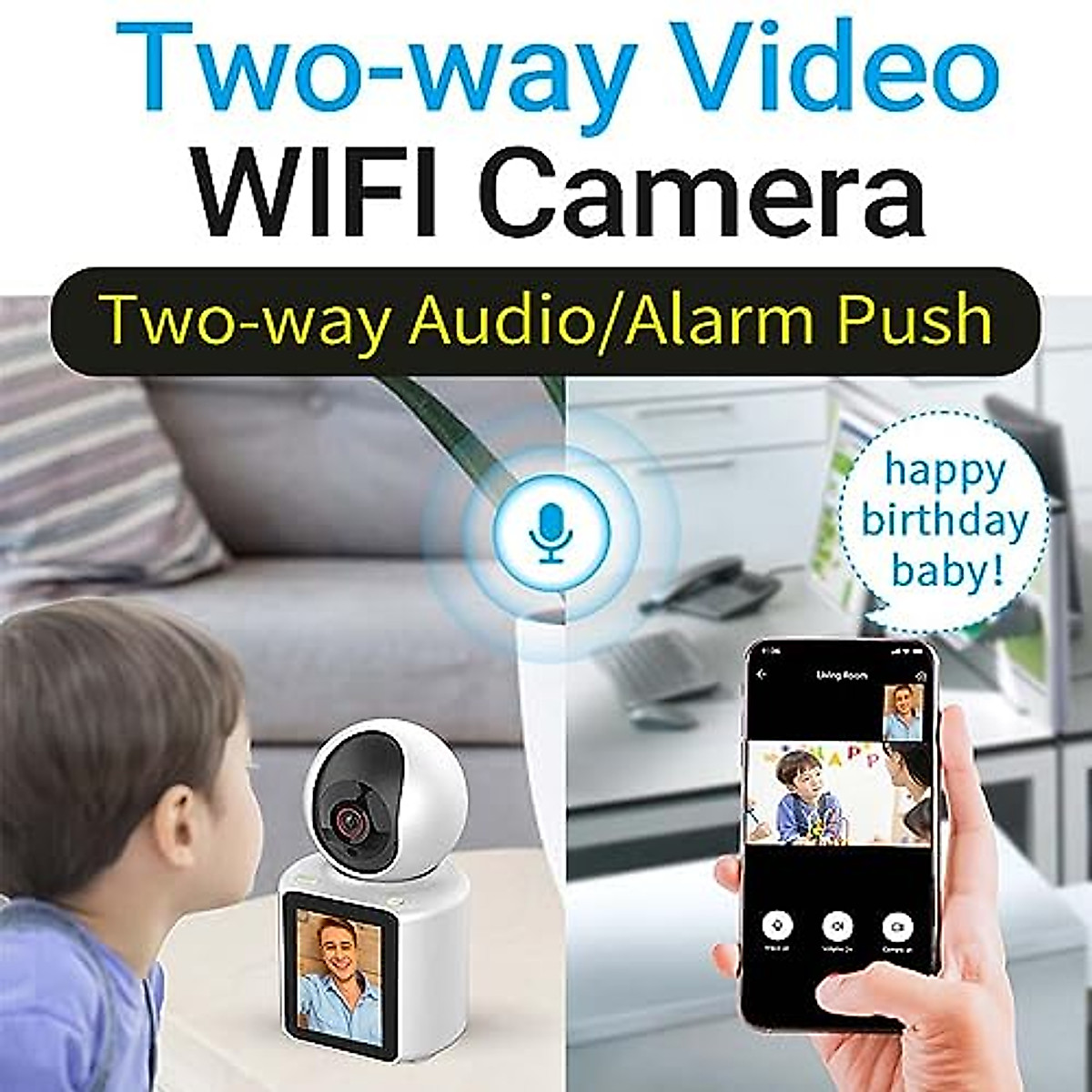 CIAJIE Two-Way Video Camera 2.8-inch Screen,Pet Camera,Dog Camera,Indoor Home Nanny Camera,Baby/Elder/Nanny/Dog/Pet Camera with Phone App(Im Cam),360°Smart Security Camera,1080p HD