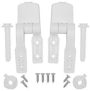 White Plastic Toilet Seat Hinge Replacement with Bolts Screw and Nuts
