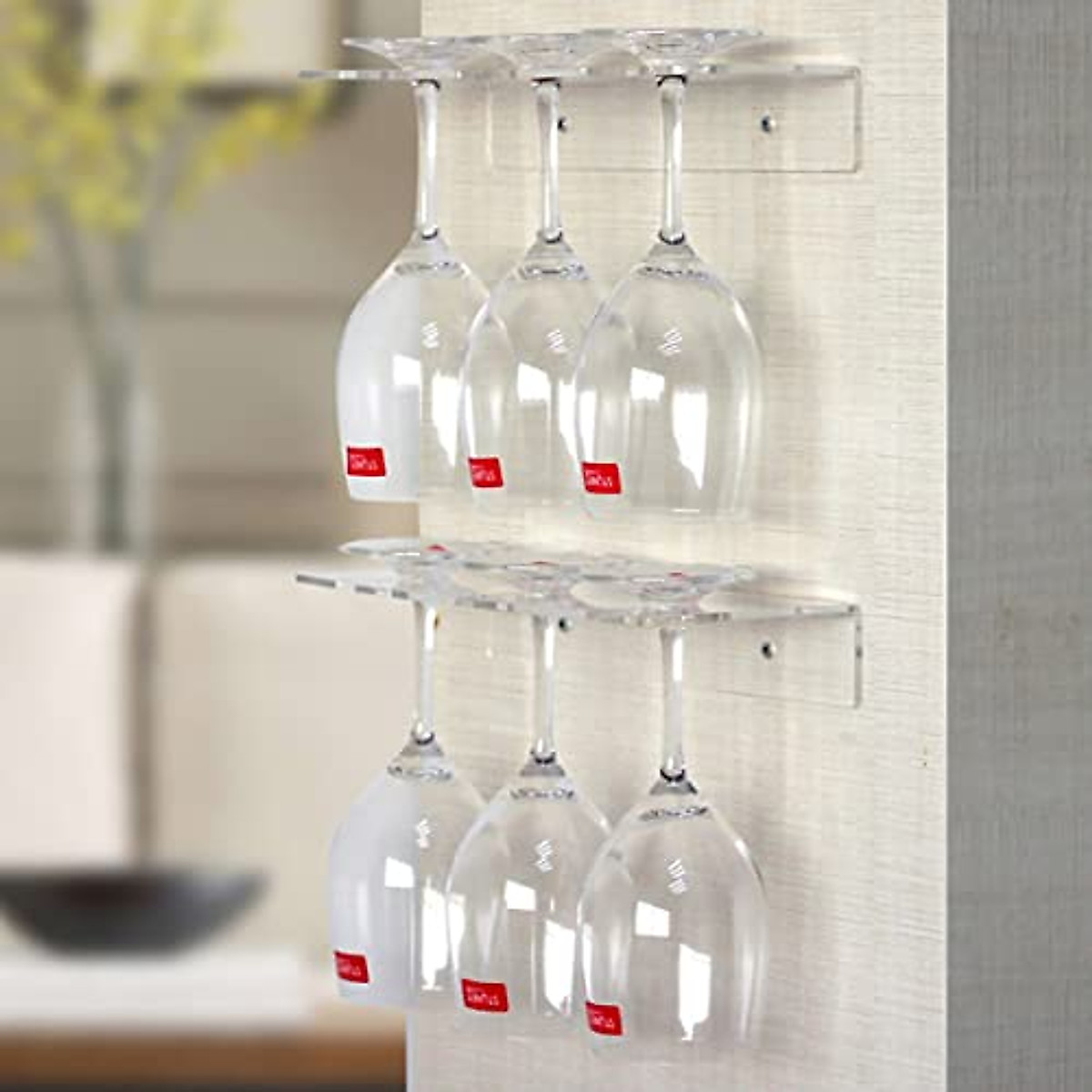 Cabilock 3 pcs Storage Transparent Wall-mounted Thickened Glasses Kitchen Wall Mounting Hanging Slot Rack Stemware Acrylic Cabinet Wine Hanger Cup Clear Barware Mounted for Bar Glass Under