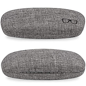 Tkocisa 3 Pieces Hard Shell Eyeglasses Case Glasses Case, Retro Portable Glasses Case, Linen Fabrics Sunglasses Case with Glasses Pouch and Cleaning Cloth for Women, Men, Kids