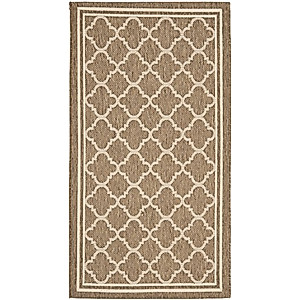 SAFAVIEH Courtyard Collection 2'7" x 5' Brown/Bone CY6918 Trellis Indoor/ Outdoor Splashproof Easy Scrubbing Patio Backyard Mudroom Area Rug