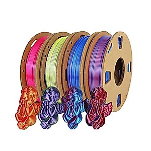 Taiyiyun 3D PLA Filament 1.75mm Bundle, Dual Color Filament PLA Dimensional Accuracy +/- 0.03 mm 3D Printing Filament, Color Changing PLA Silk Filament 250g*4 Spools