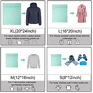 FHDD Laundry Mesh Bag for Washing Machine and Traveling,Laungdry Bags.For Kinds of Delicates,Baby clothes,Socks,Pillow etc. (green, 2XL,2L)