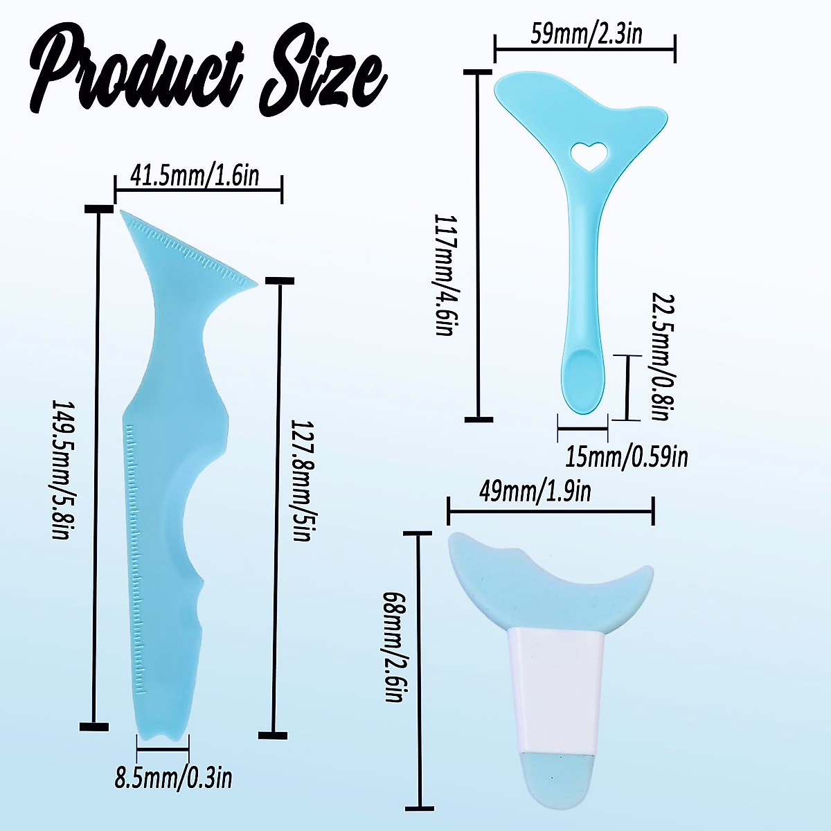FMOYSIEN 3PCS Eyeliner Stencils Mascara Shield Silicone Eyeliner Applicator Tool Multifunctional Makeup Tool Eyeshadow Lipstick Mascara Eyeliner Guide Wing Eyeliner Tool for Beginners(Blue)
