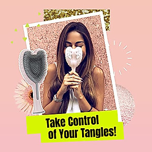 Detangling Hair Brush - Anti Static Angel Wing Hair Brush with Soft & Flexible Bristle for Straight & Wavy Hair - Tangle Angel Hair Detangler Brushes for Blow Drying & Shower - Gloss Pink