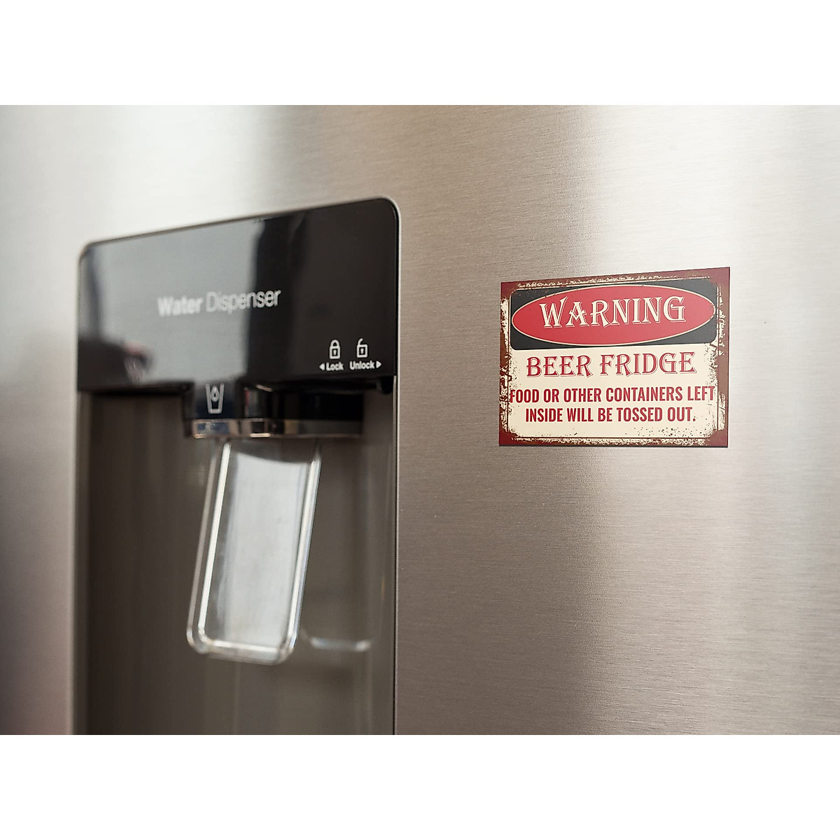 Beer Fridge Magnet for Man Cave Shop Garage Basement or Bar | Vinyl Magnets for Refrigerator, Bumper, or Tool Box 4" x 6" Warning Beer Fridge