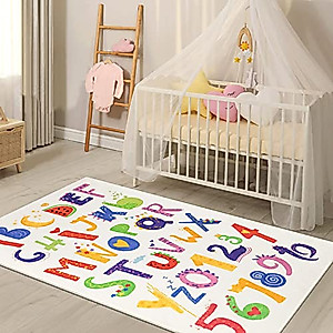HiiARug Kids Rug ABC Alphabet Numbers Educational Rug Baby Play Mat for Floor Large Thick Area Rugs Non Slip Learning Carpet for Baby Children Bedroom Classroom Playroom (60 x 36 Inch)