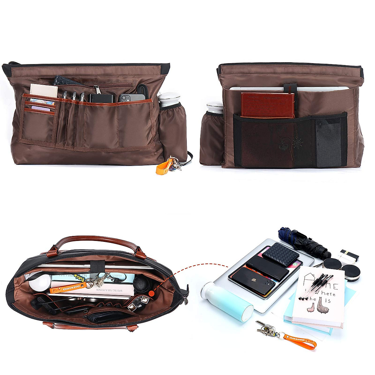 ANKUER Laptop Tote Bag for Women：Work Tote Bag Fits 15.6 Inch Laptop Shoulder Bag with USB Charging Port College Tote Computer Tote Bags for Travel (Grey)