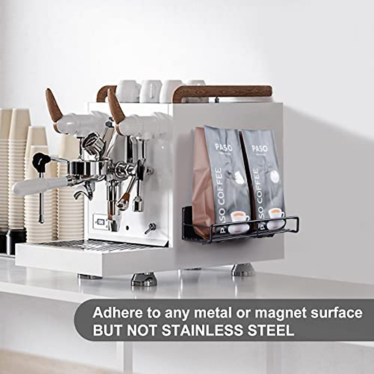 EDWODER Magnetic Spice Rack for Refrigerator,4 Pack Magnetic Shelf Magnet Organizer for Side of Fridge Microwave Oven Metal Surface,Black