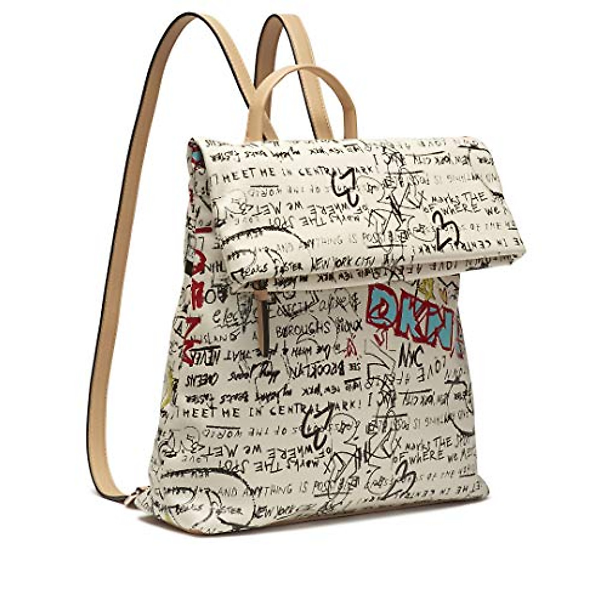 DKNY Multipurpose Fashion Backpack, White Iconic Graffiti Tilly