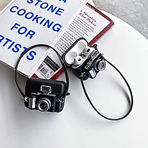 Yatchen Camera AirPods Case Cover,Apply to AirPods Pro Case with Wristband 3D Cartoon Cool Fun AirPods Pro Case Soft Silicone Skin Shock-Absorbing Protective Cover for Women Girls