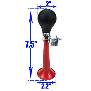 Modengzhe Bike Bugle Horn Retro Clown Horn Metal Air Horn with Squeeze Bulb for Bicycle Golf Cart, Red