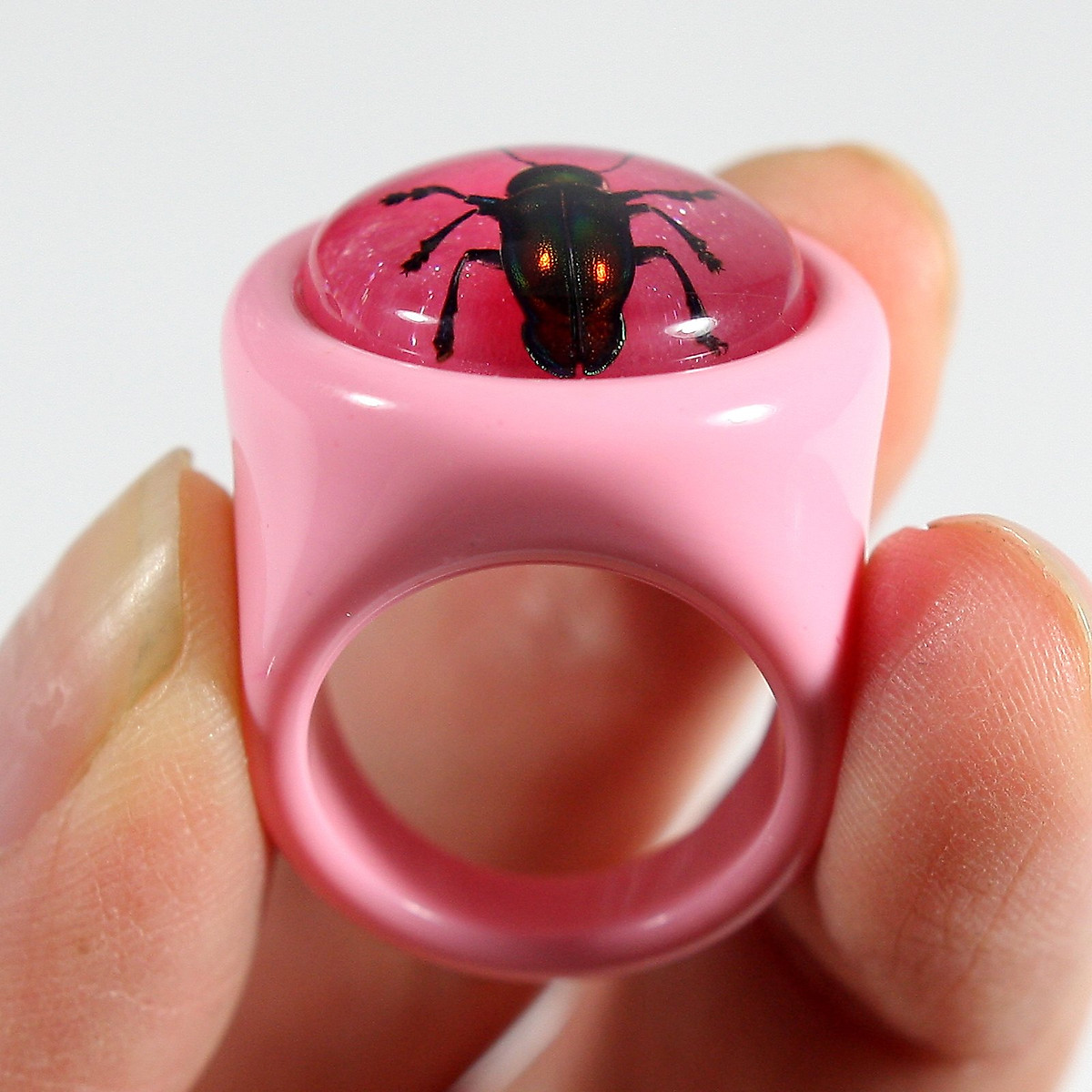 REALBUG Shiny Beetle Pink Ring Size 7