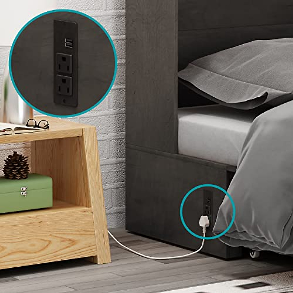 BALUS Murphy Bed Cabinet with Mattress,Modern Muti-Functional Cube Cabinet Bed with USB Charging Station&2 Large Drawers&3 Level Folding Foam Mattress for Living Room/Apartment/Loft,Queen (Stone Grey)