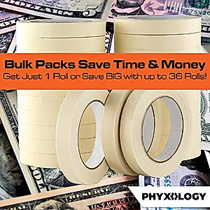 No-Residue 1 In, 60 Yd Masking Tape 1 Pk. Easy-Tear Pro-Grade Removable Painters Tape Great for Home Office or Commercial Contractor. Clean, Drip-Free Painting with Wide Crepe Paper Rolls.