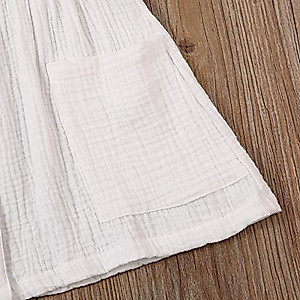 Kids Baby Girls Organic Cotton Ruffled Sleeve Tunic Dress Swing Casual Sundress Party Princess Dresses (White, 2-3 Years)