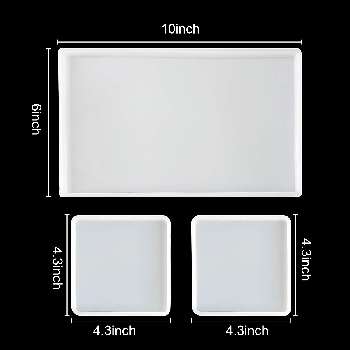 Large Silicone Resin Tray Molds,3PCS Agate Geode Coaster Resin Molds,Include Square Mold,Rectangle Mold,Silicone Mold for Making Coaster,Trays,Cup Mats,Home Decoration