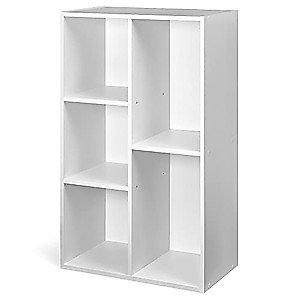 Amazon Basics 5-Cube Organizer Bookcase, White, Solid, 19.5 x 9.4 x 31.5 inch