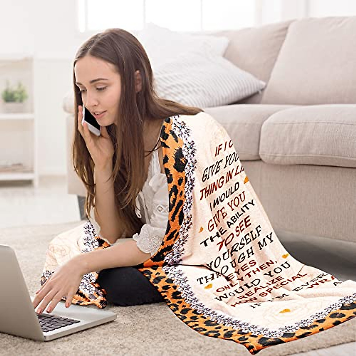 KERAOO Personalized Blanket Gift for Daughter, Christmas Birthday Gifts for Daughter, Custom Throw Blanket to My Daughter from Mom, Mother's Day Graduation Gifts (Custom Daughter-12)