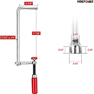 MAXPOWER Quick Screw Guide Rail Clamp for MFT and Guide Rail System, 7-7/8" Capacity x 2-3/8" Throat Depth, 530lbs Clamping Force - 2 Pack