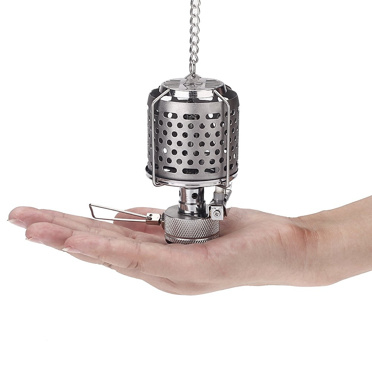 Mini Portable Camping Lantern Gas Light Tent Lamp Torch Hanging Metal Lamp-chimney Butane 80LUX