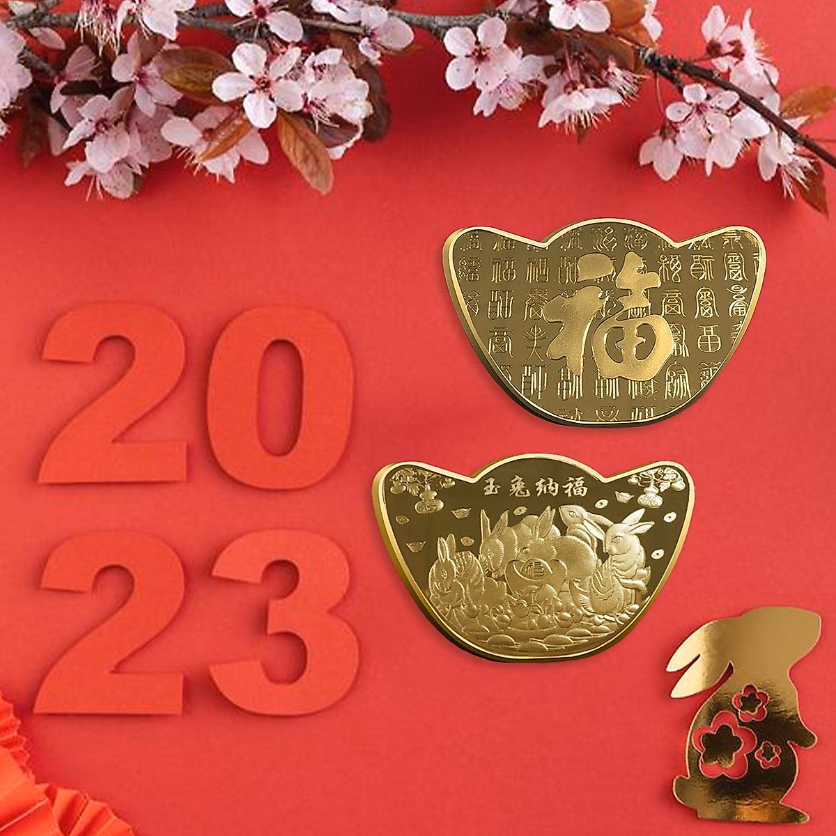 Chinese Zodiac Rabbit Commemorative, 2023 New Year of The Rabbit Uncirculated Coin, Collector Coin, for Collectors, Craft Decorations, Lucky Souvenir Gifts