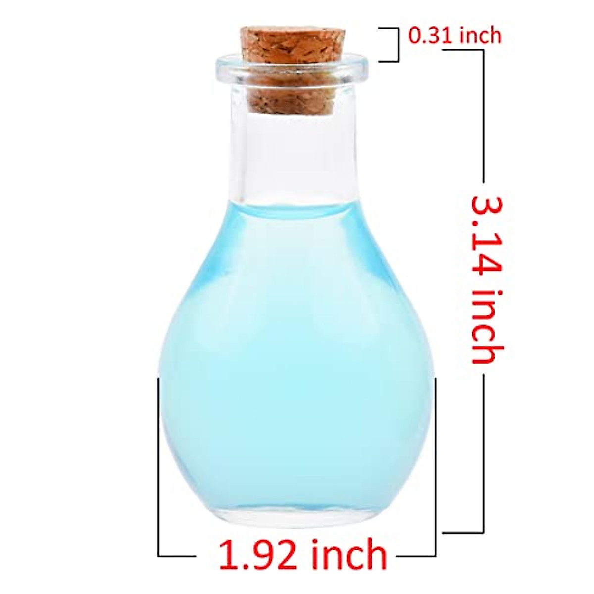 Eco-Fused Small Cosplay Potion Bottle 2x - Clear Spherical Cosplay, Wizard, Witch Costume Accessory - Incl. Cork Stopper, Black Faux Leather Sleeve Holder, Belt Loop
