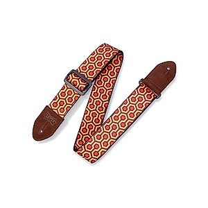 Levy's Leathers 2" Polyester Guitar Strap Hex Design; Burgundy, Red, and Mustard (MP2-007)