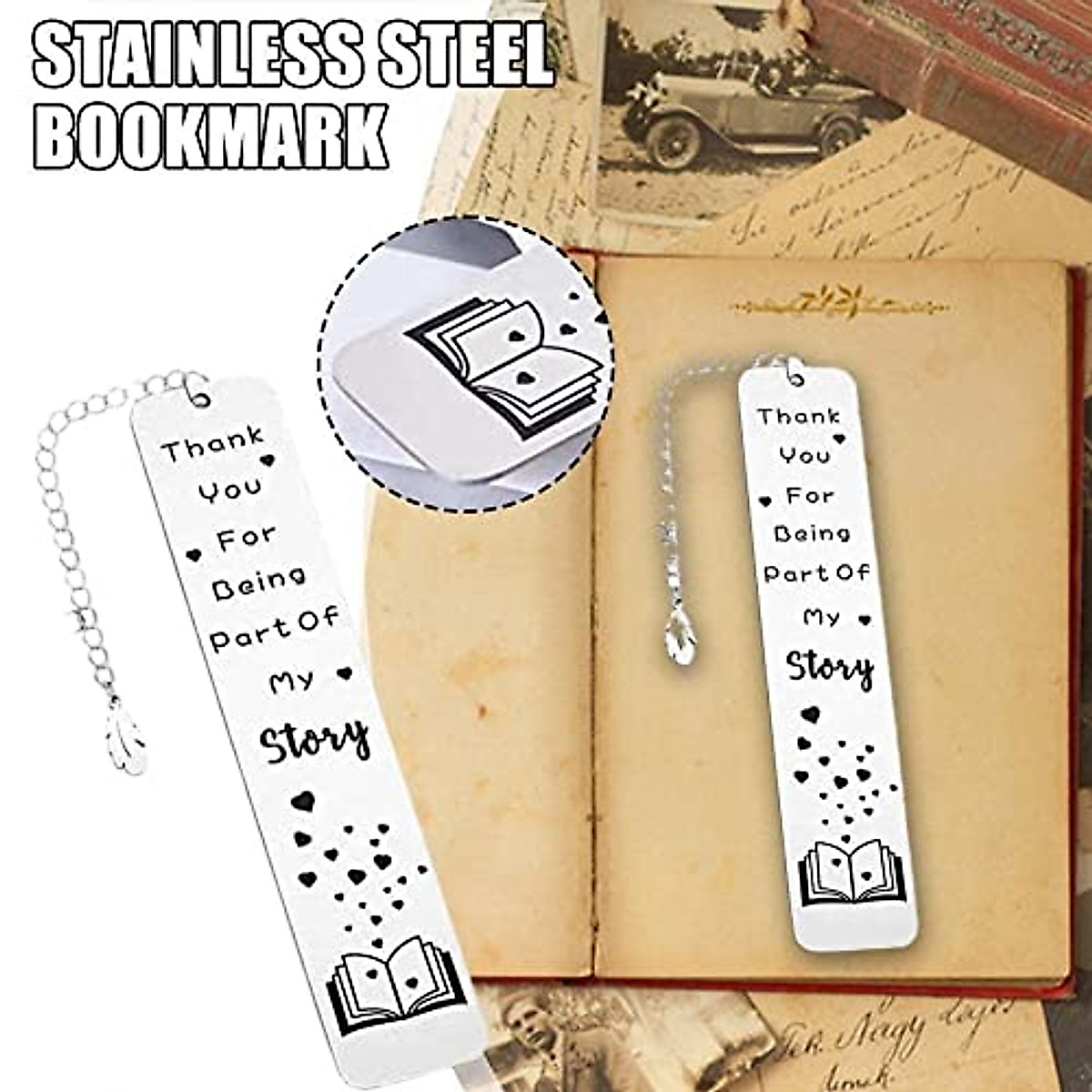 WNPXQNT DHliIQQ Steel Reading Bookmarks,Thank You Appreciation Gift for Women Tassel Men Collea Bookmark for Coworker with