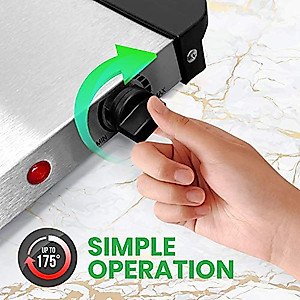 NutriChef 3 Buffet Warmer Server Professional Hot Plate Food Warmer Station , Easy Clean Stainless Steel , Portable & Great for Parties Holiday & Events Max Temp 175F