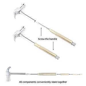 YOUMI 6 in 1 Metal Hammer & Screwdriver Multitool Set with Anti-Slip Grip Handle Slotted/Flat Head Phillips Screwdriver Nail Puller and Claw Hammer Best Gift for Sweetheart(Silver Yellow)