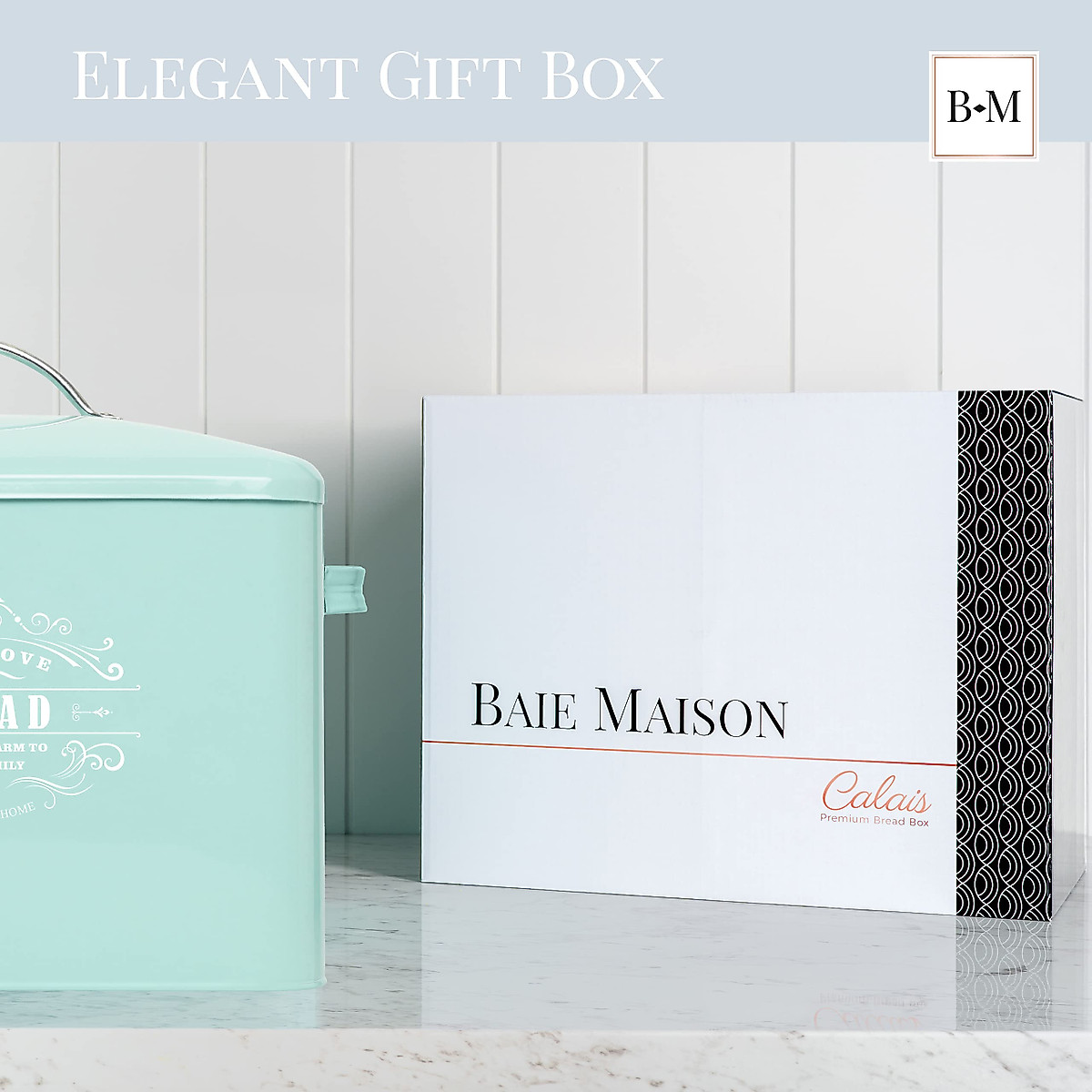 Extra Large Teal Farmhouse Bread Box for Kitchen Countertop - Breadbox Holder Fits 2+ Loaves - Bread Storage Container Bin - Rustic Bread Keeper Vintage Metal Kitchen Decor for Counter(Bread Box)