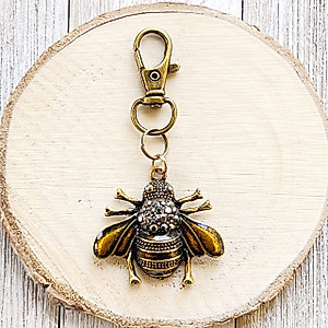 Gothic Bee Zipper Pull for Backpacks, Cute Rhinestone Purse Charms, Unique Vintage Style Insect Handbag Jewelry, Victorian Steampunk Zipper Charms, Camera Bag Charms, Cool Key Chain Charm