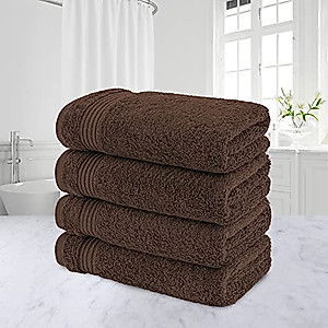 American Veteran Towel for Bathroom, 4 Piece Hand Towel Sets Clearance Prime, 16 inch 28 inch 100% Turkish Cotton Face Hand Towels, Bathroom Set of 4, Brown Hand Towels